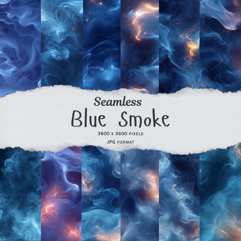 Seamless Blue Smoke Textures | 3600x3600 | Ethereal Nebula Patterns ...