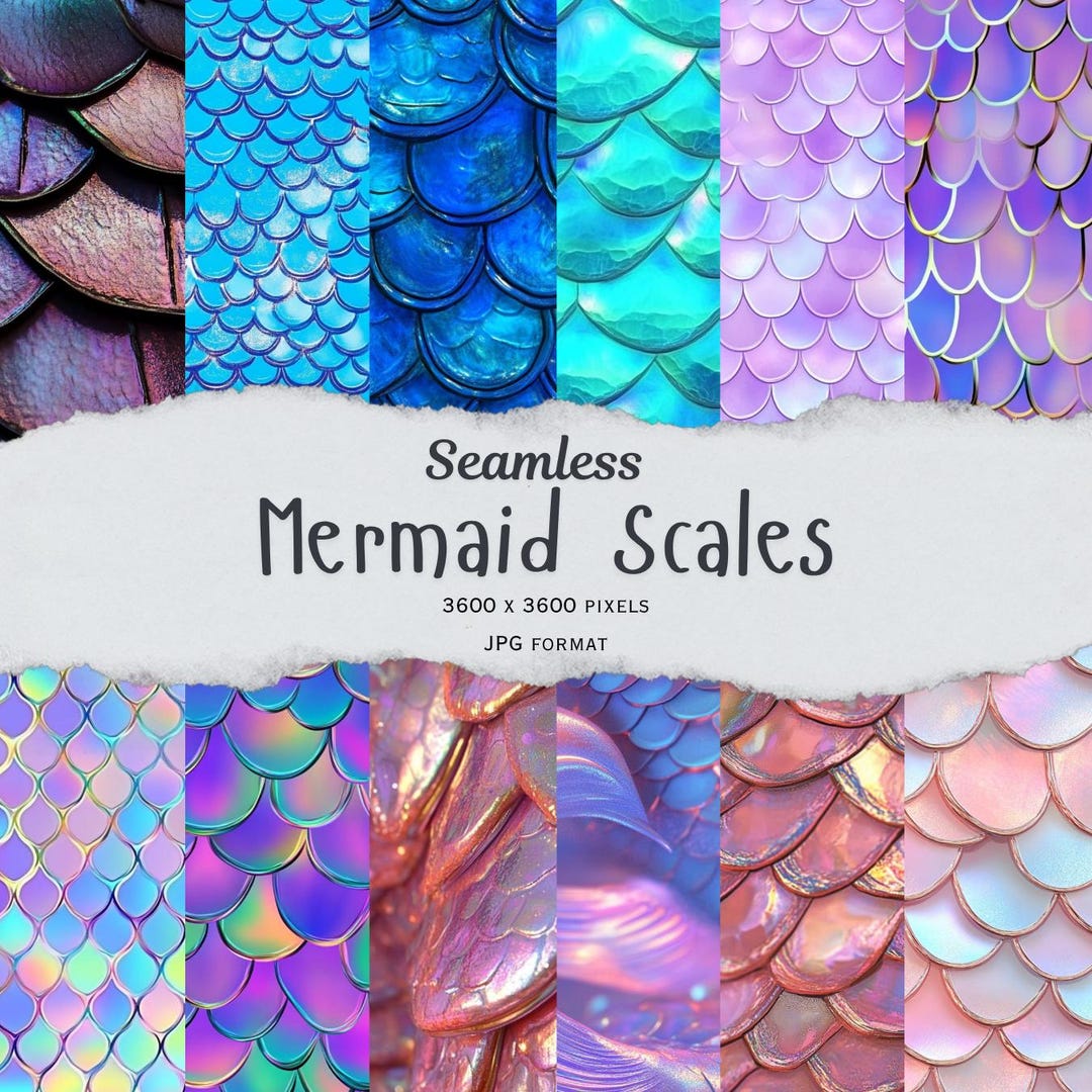 18 Seamless Mermaid Scales Digital Paper Instant Download Iridescent ...