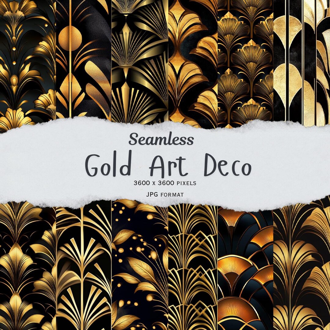 12 Seamless Gold Art Deco Digital Papers – Instant Download - Etsy