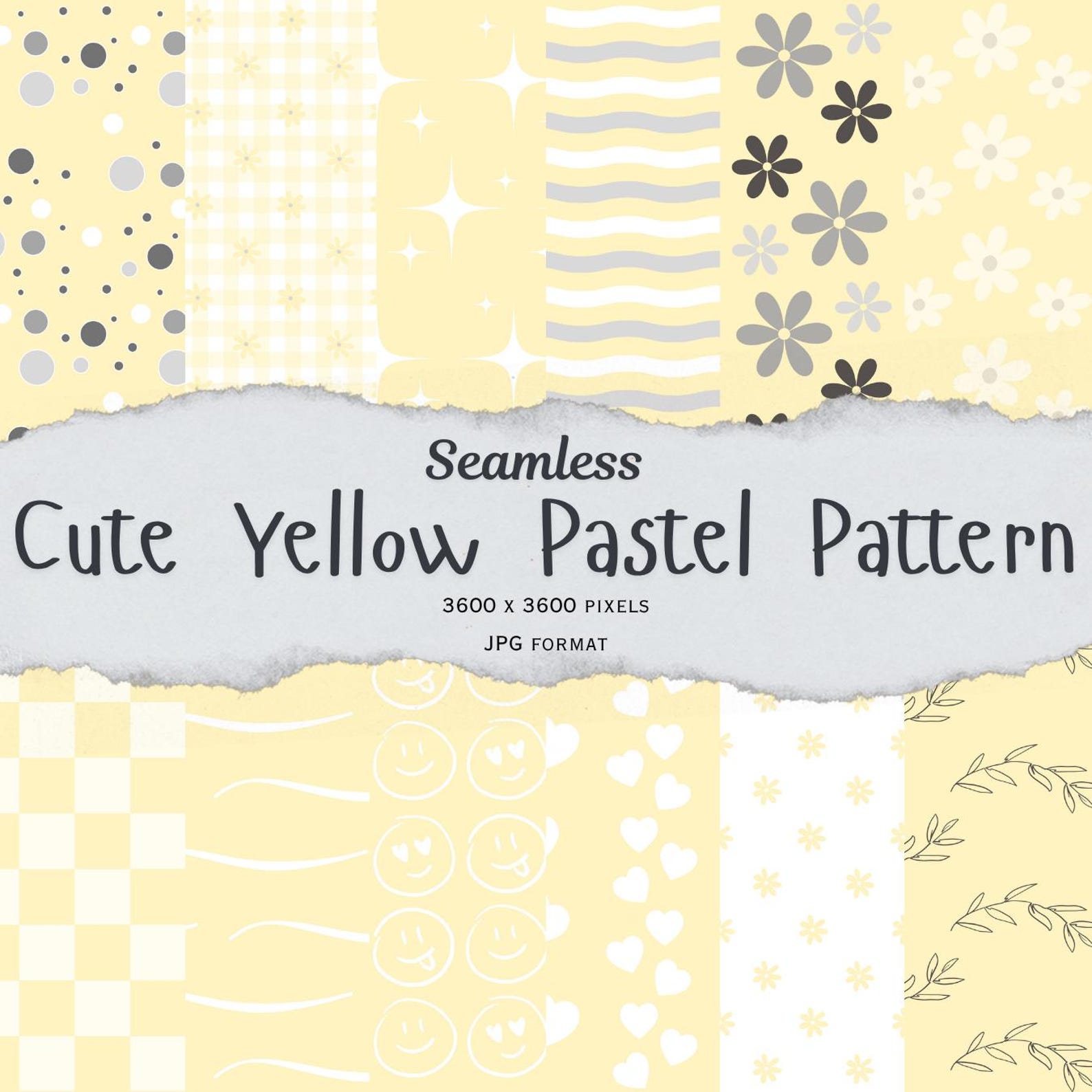 Papel digital sin costuras con estampado amarillo pastel (JPG) - Etsy ...