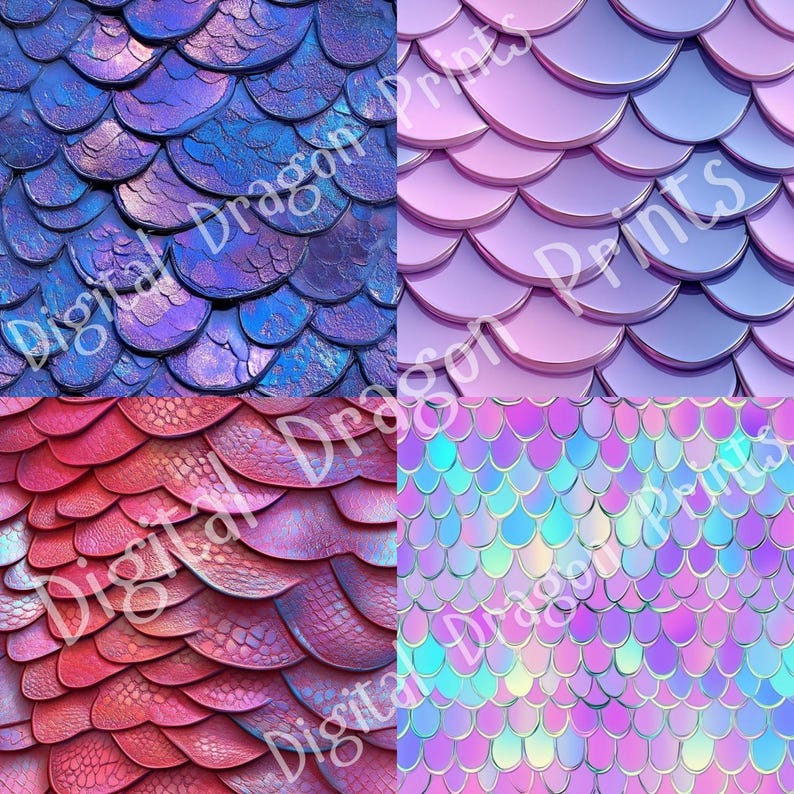 18 Seamless Mermaid Scales Digital Paper Instant Download Iridescent ...