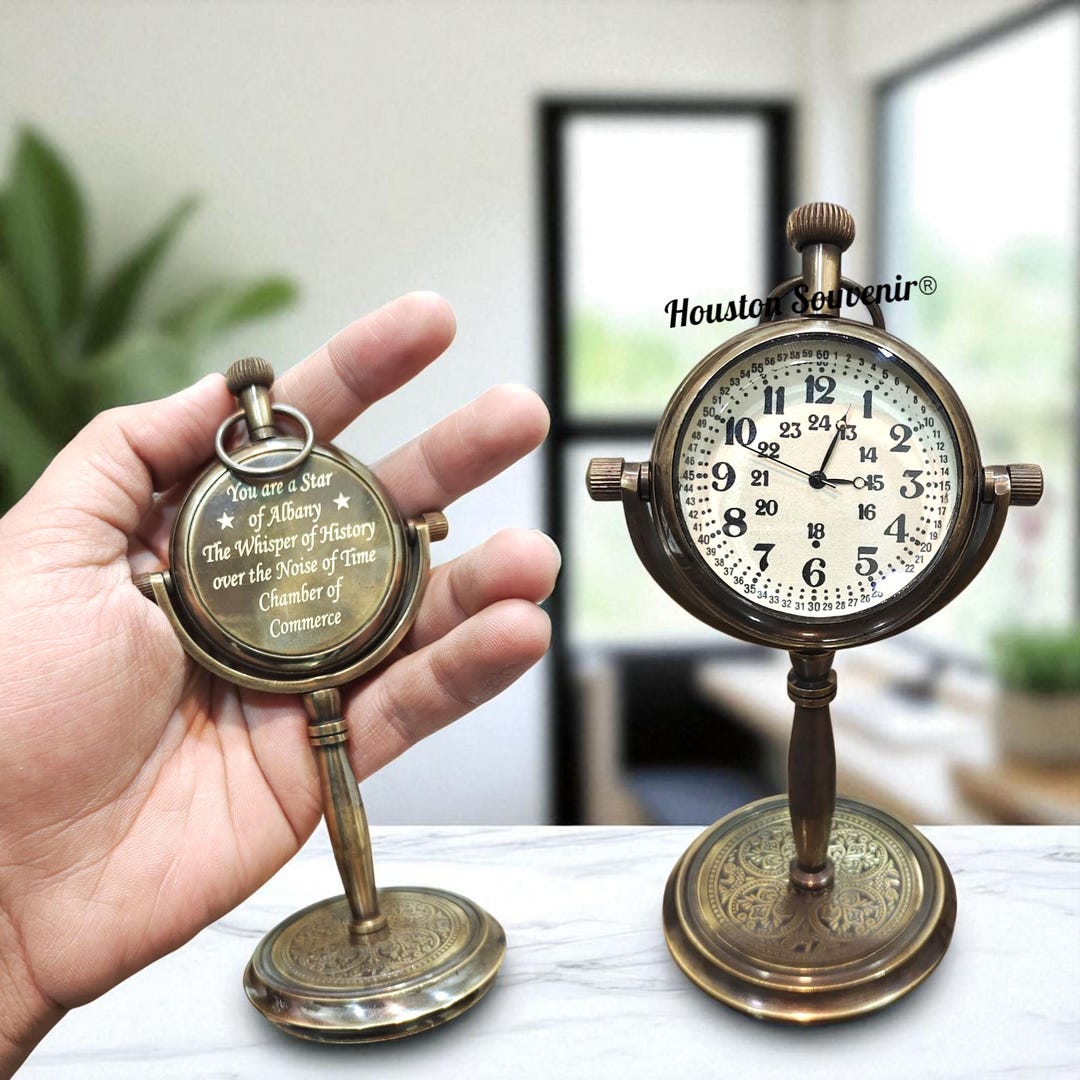 Personalized 5th Anniversary Desk Clock: Engraved Vintage Brass Table ...