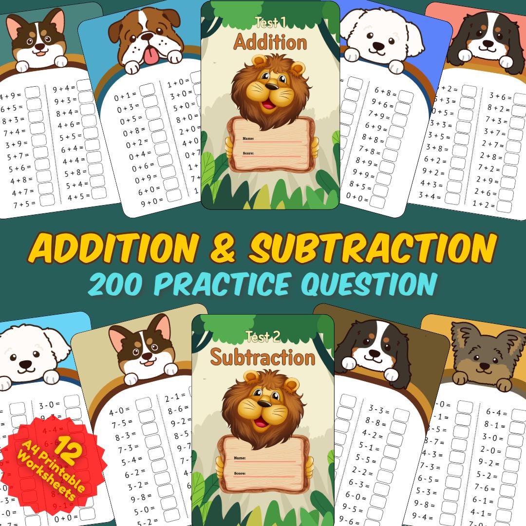 Printable Kids Math Worksheets /addition & Subtraction Drills | 1st ...