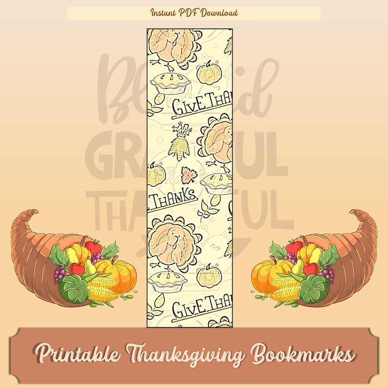 Printable Thanksgiving Bookmark Set of 4 Book Lover Hostess Gift ...