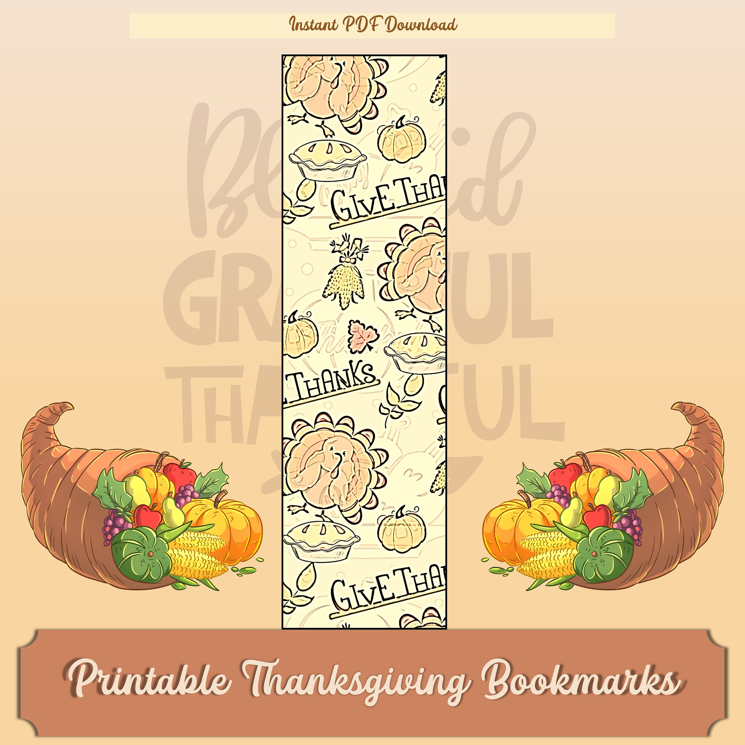Printable Thanksgiving Bookmark Set of 4 Book Lover Hostess Gift ...