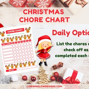 Christmas Chore Chart Instant Download Printable Weekly & - Etsy