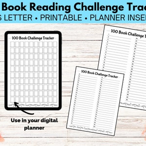 100 Book Reading Challenge Tracker Printable, Book Tracker List, Bonus ...