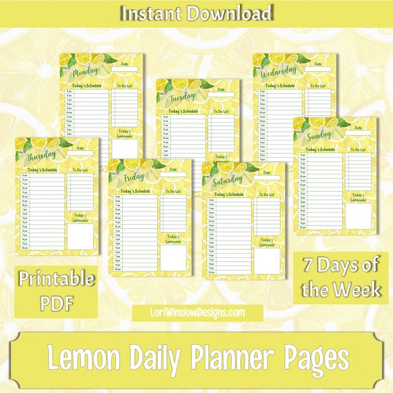Printable Weekly Planner PDF Lemons Design & Templates Paper etna.com.pe