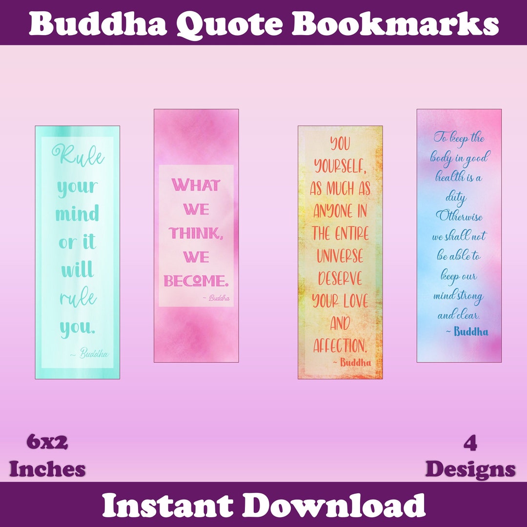 Printable Buddha Quotes Bookmarks Set of 4 Book Lover Gift Instant ...