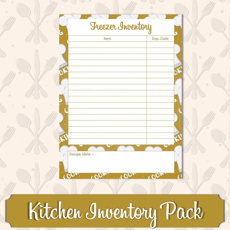 Printable Kitchen Inventory Sheets Tracker for Food Stock - Etsy