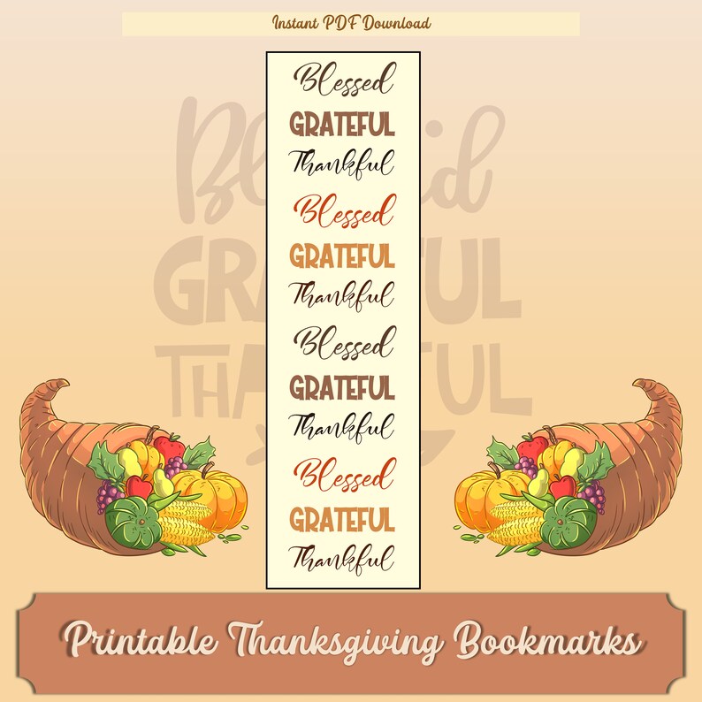 Printable Thanksgiving Bookmark Set of 4 Book Lover Hostess Gift ...