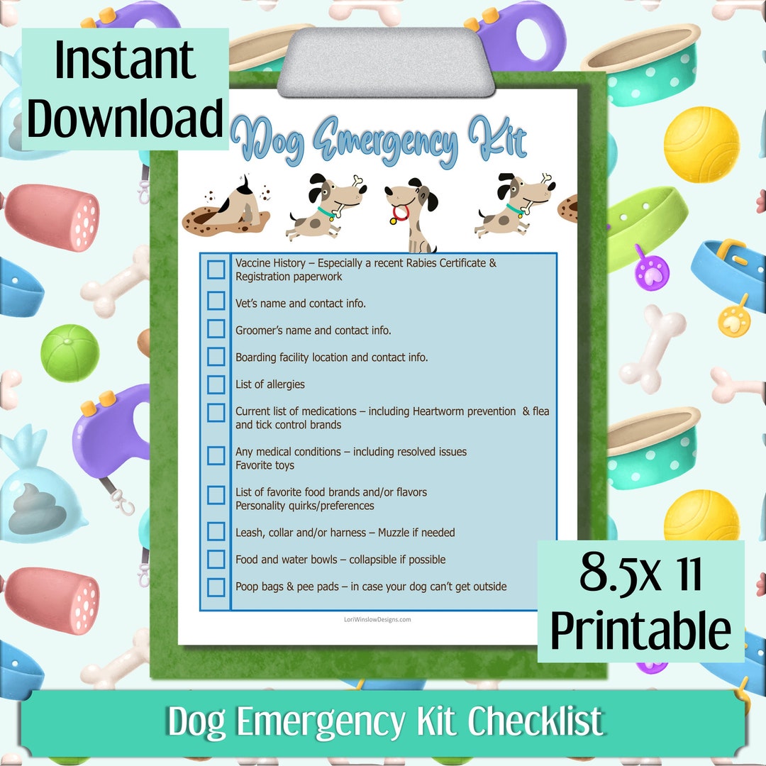 Dog Emergency Kit Checklist Disaster Preparedness Planner Page - Etsy