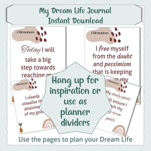Boho Dream Life Journal Planner Pages, Wheel of Life Vision Board ...