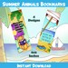 Summer Animal Reading Printable Bookmarks for Kids, Beach Reading ...