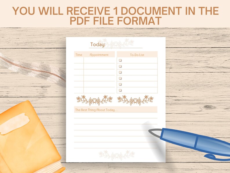 Daily Planner Page Printable, Minimal Boho Floral, Organize Day ...