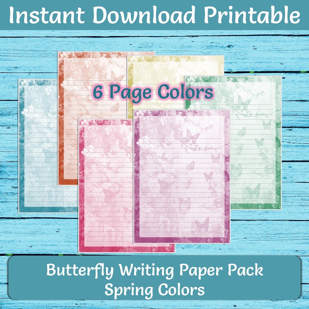 Butterfly Writing Paper Stationery Spring Colors Nature Themed Pack ...