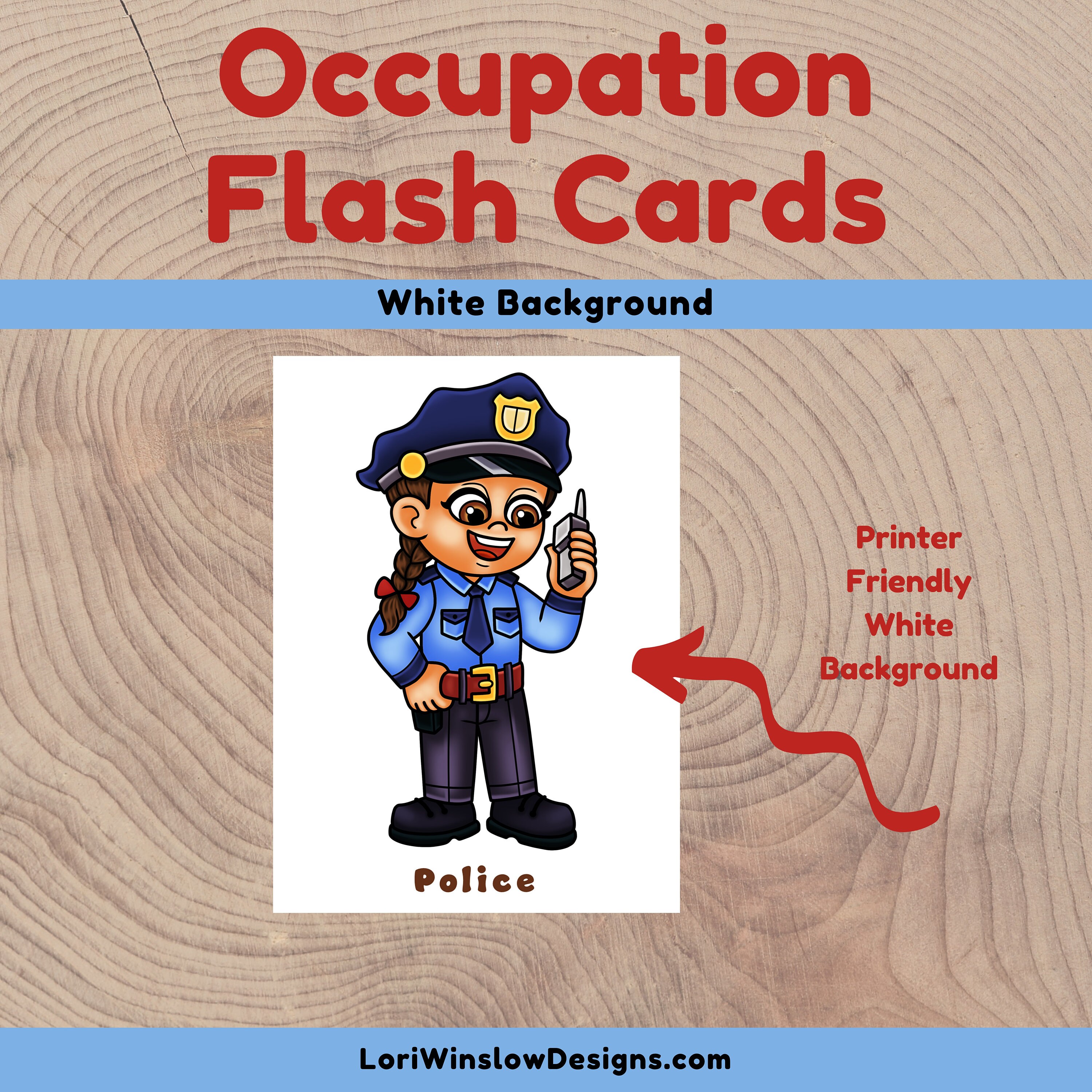 Printable Occupation Career Flash Cards for Preschool Kids, 2 Color ...