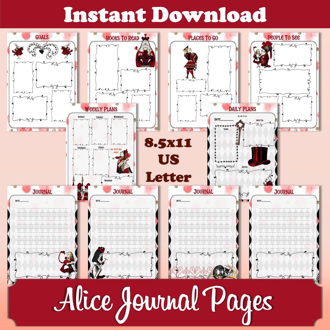 Alice in Wonderland Printable Planner & Journal Pages - Etsy