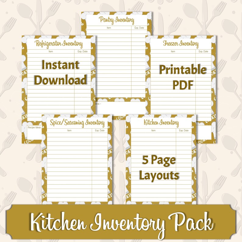 Printable Kitchen Inventory Sheets Tracker for Food Stock - Etsy