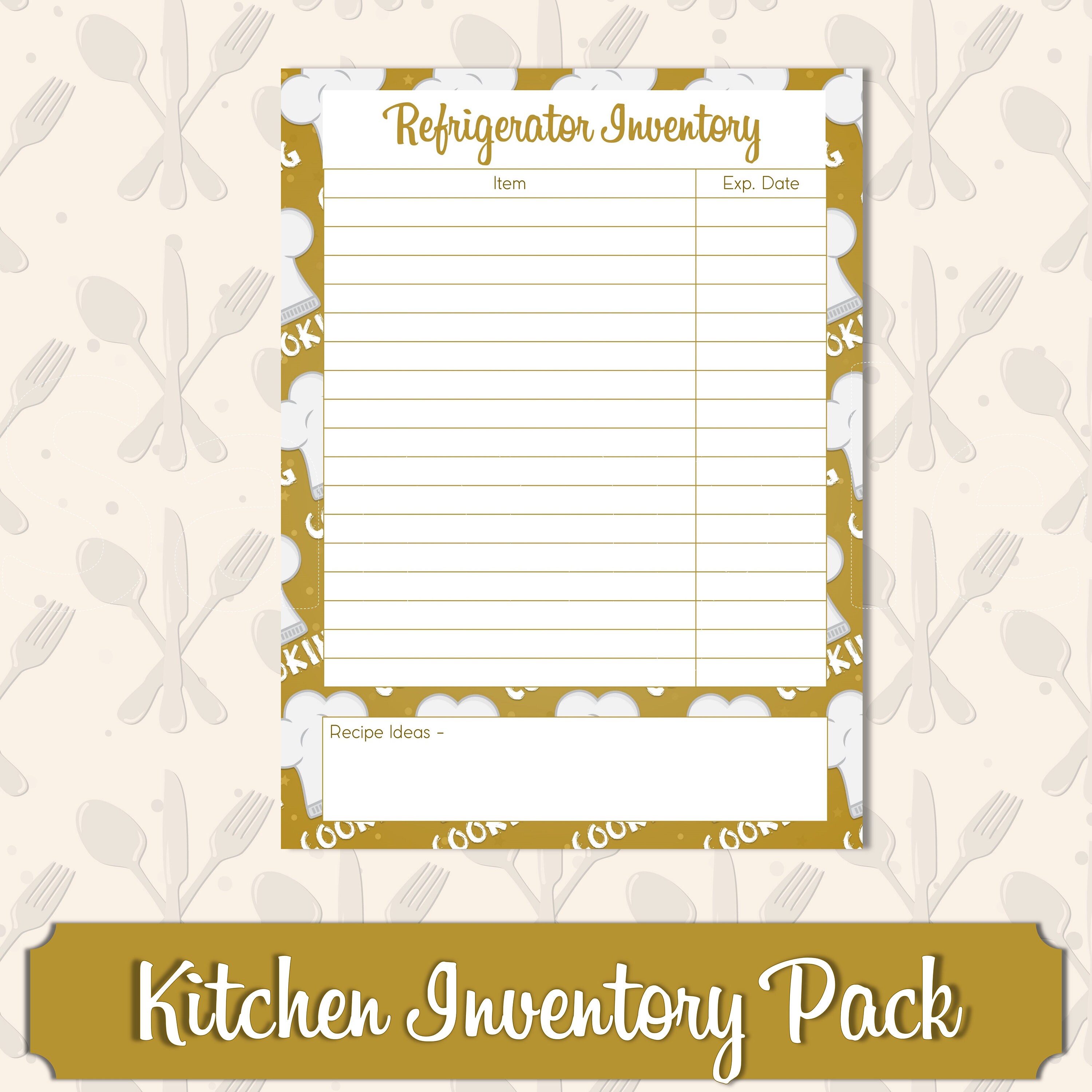 Printable Kitchen Inventory Sheets Tracker for Food Stock Supplies - Etsy