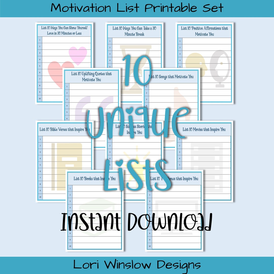 Printable Motivation Top 10 Lists Inspiration Favorites - Etsy