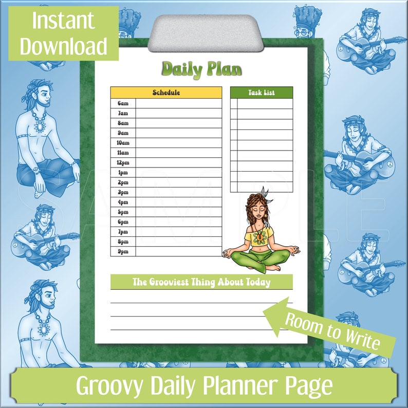 Groovy Zen Daily Planner Page Printable Peaceful Digital - Etsy