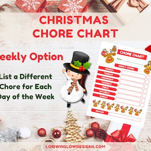 Christmas Chore Chart Instant Download Printable Weekly & - Etsy