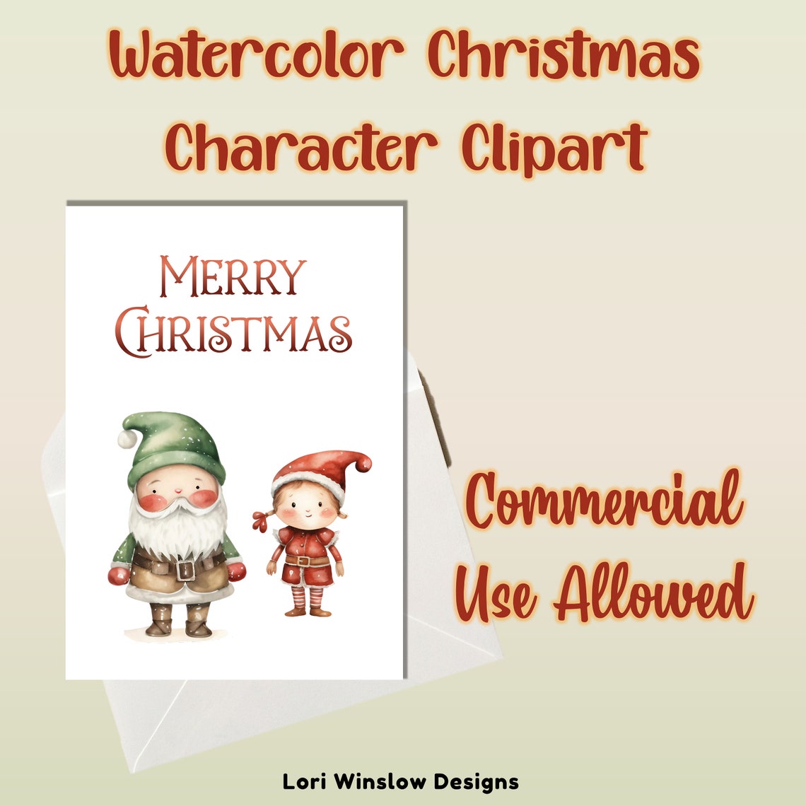 Watercolor Christmas Character Clip Art Pack, Great for Cardmaking ...