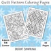 Quilt Pattern Printable Coloring Pages Adult Coloring Activity Instant ...