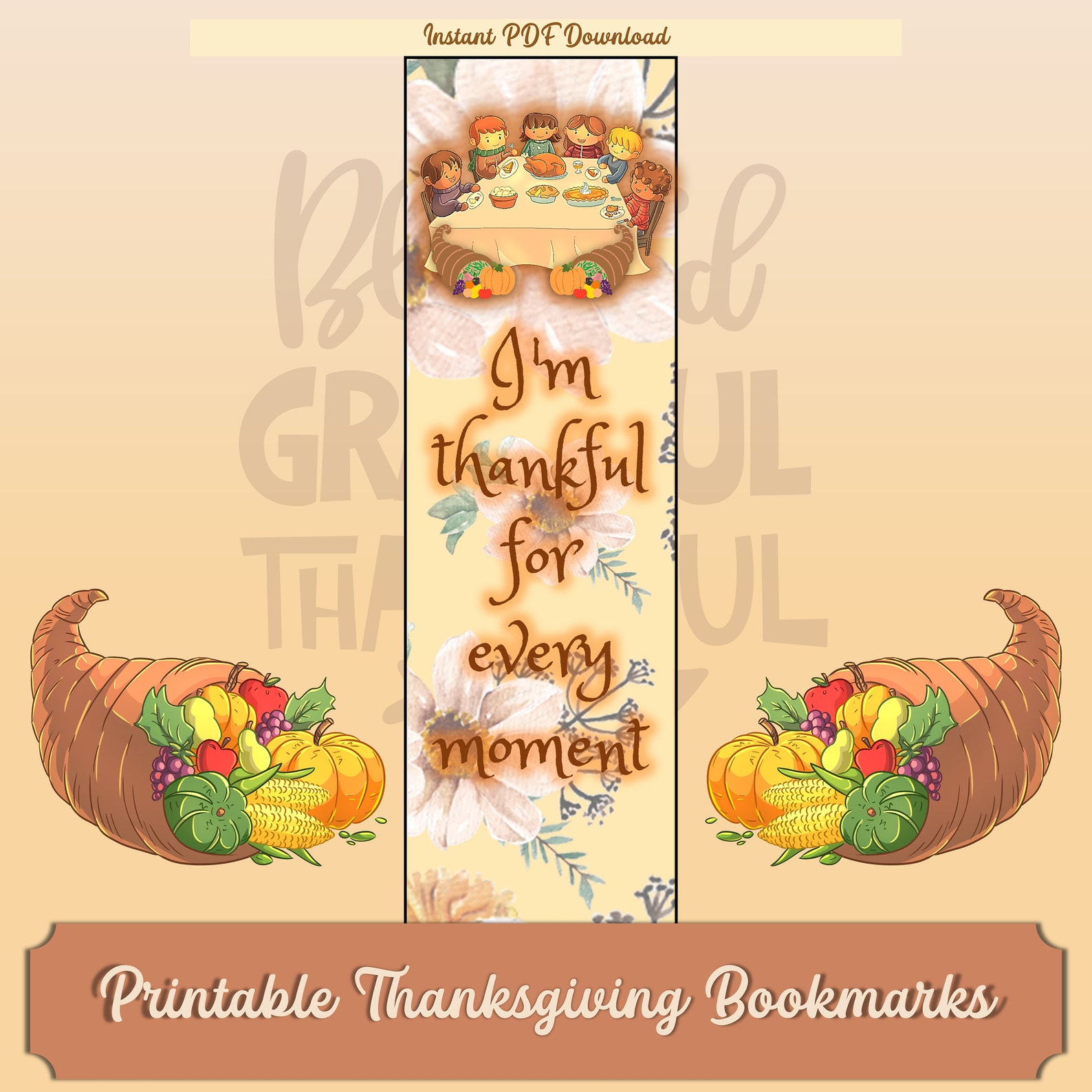 Printable Thanksgiving Bookmark Set of 4 Book Lover Hostess Gift ...
