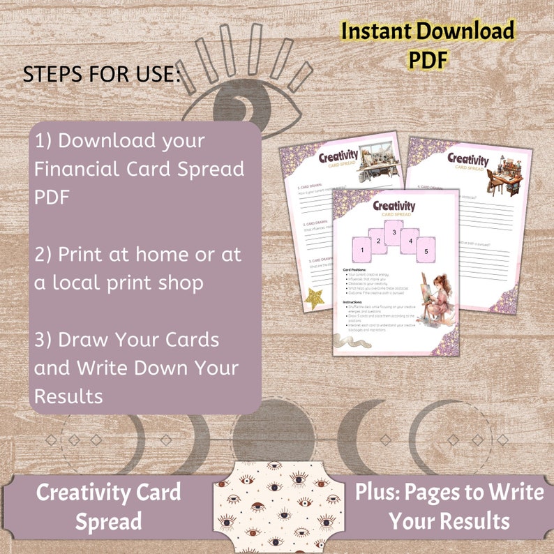 Creativity Card Spread Printable Instruction Page, Tarot & Oracle Card ...