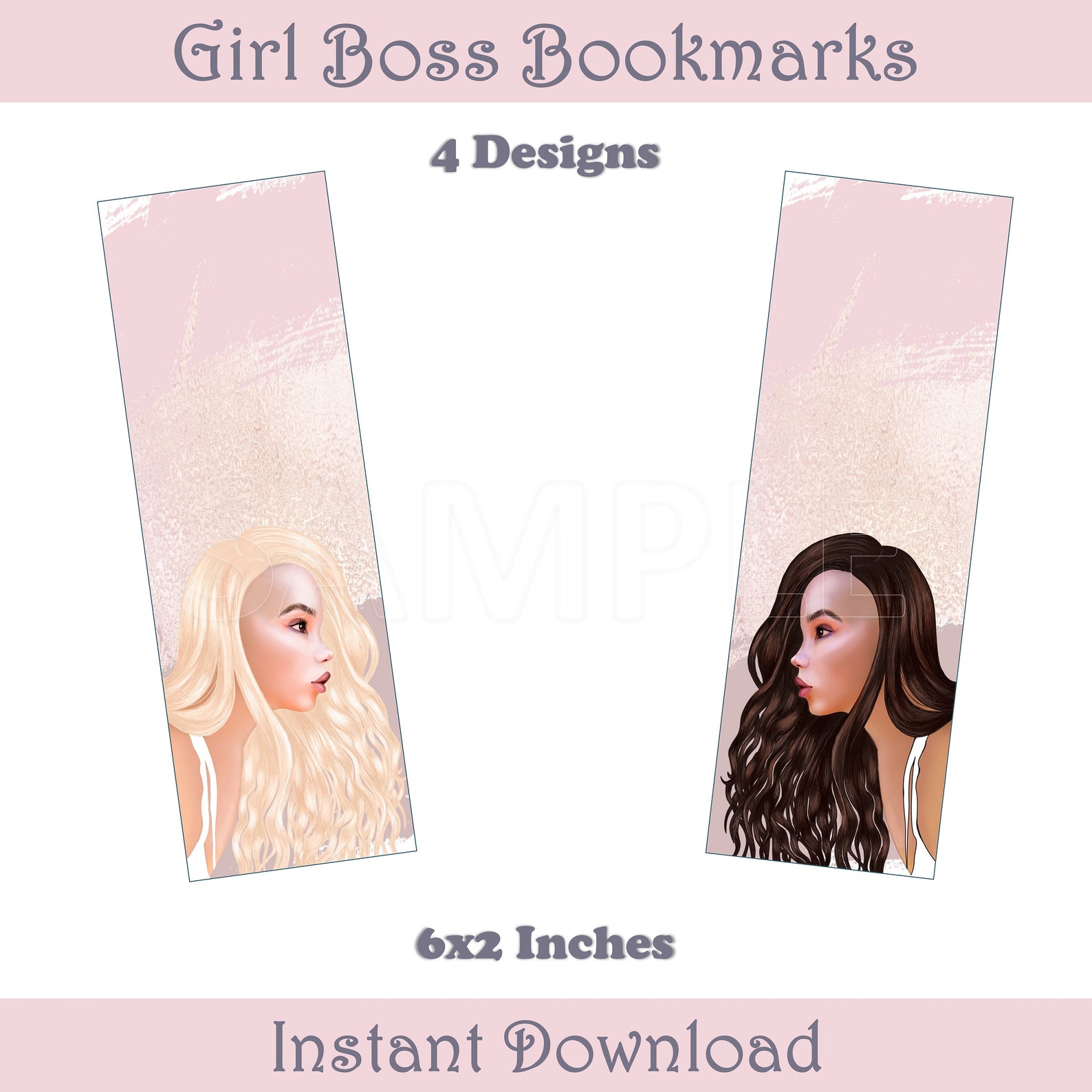 Girl Boss Printable Bookmarks Set of 4 Vintage Style Book Lover Gift ...