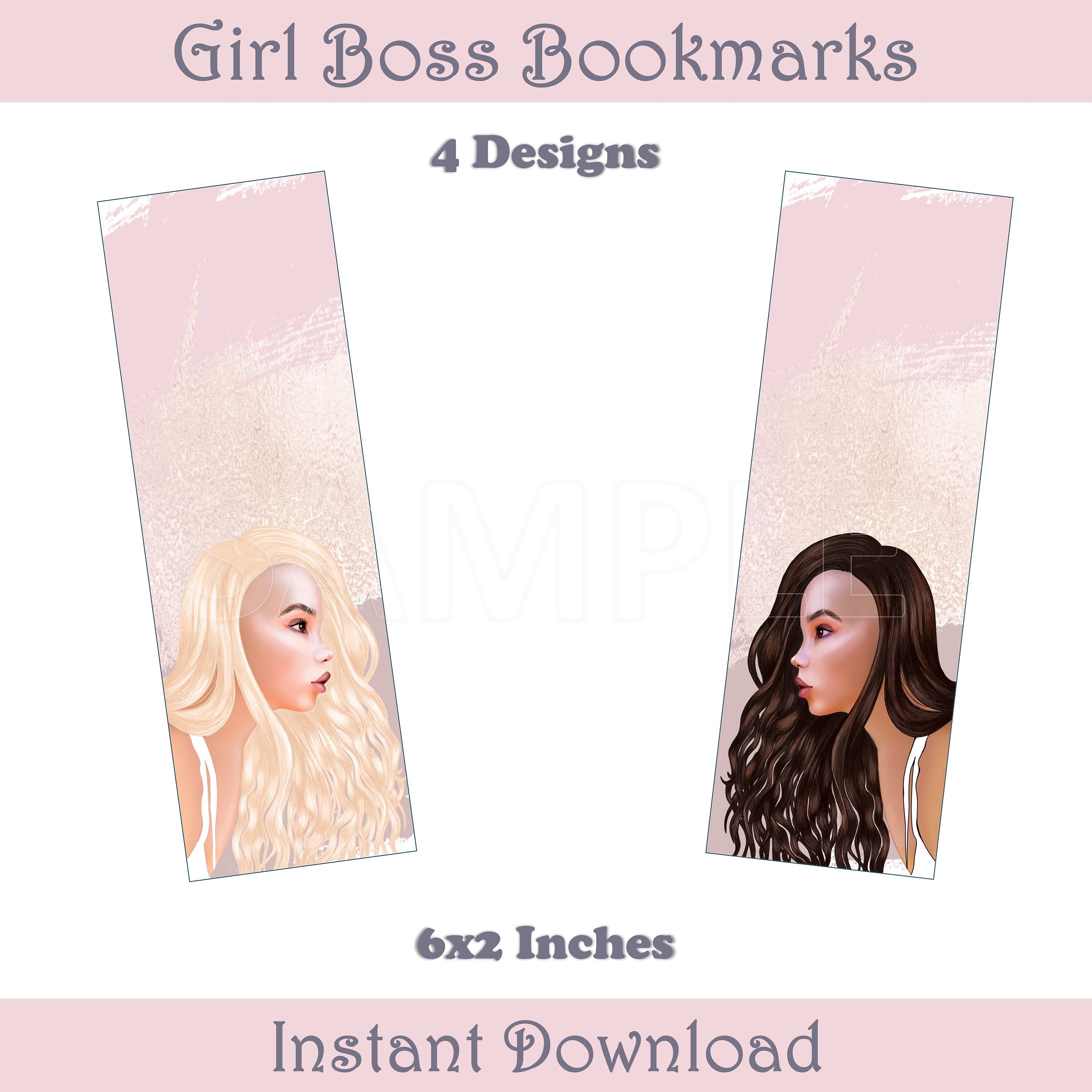 Girl Boss Printable Bookmarks Set of 4 Vintage Style Book Lover Gift ...