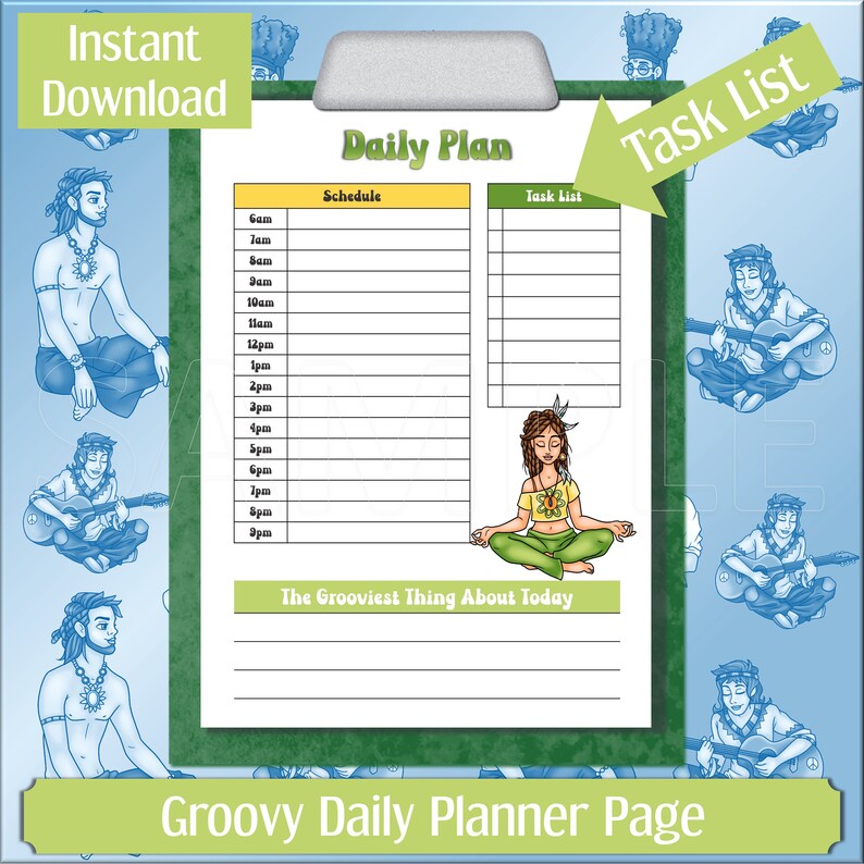Groovy Zen Daily Planner Page Printable Peaceful Digital - Etsy