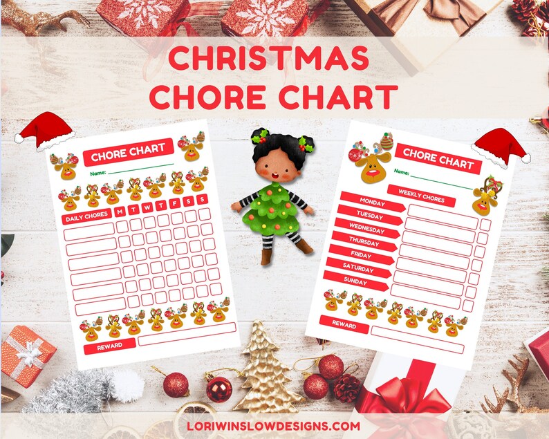 Christmas Chore Chart Instant Download Printable Weekly & - Etsy