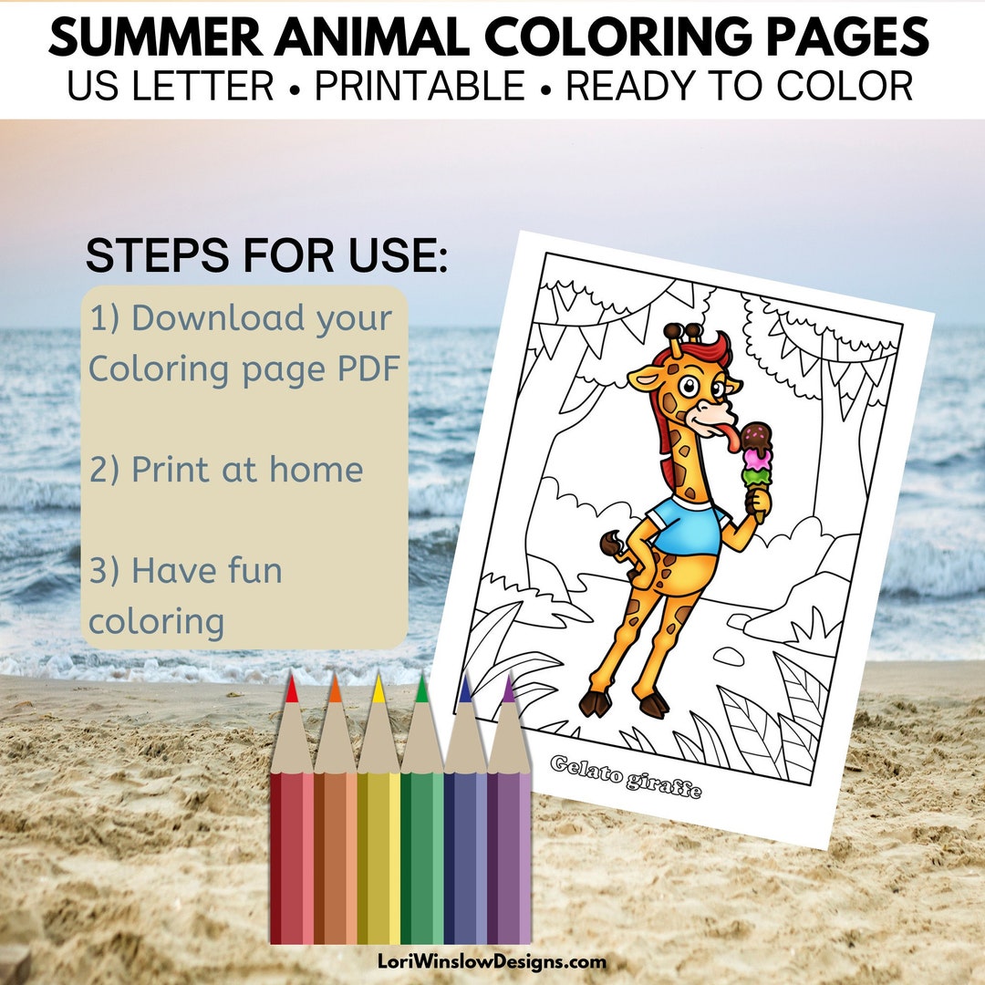 Summer Animals Printable Coloring Pages for Adults and Kids, Fun ...