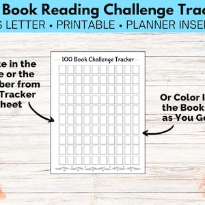 100 Book Reading Challenge Tracker Printable, Book Tracker List, Bonus ...