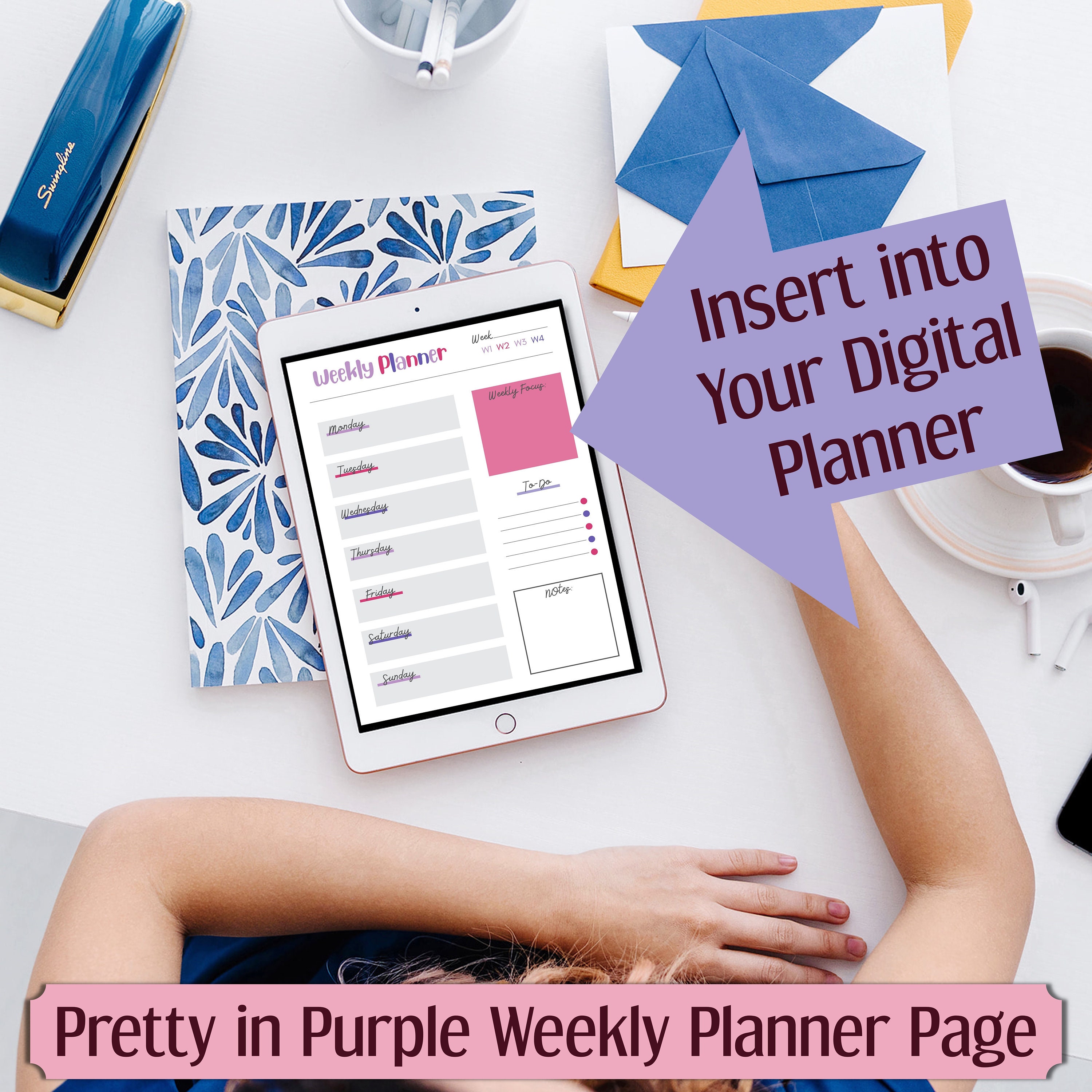 Pretty in Purple Weekly Printable Planner Page Insert, Monday Start ...