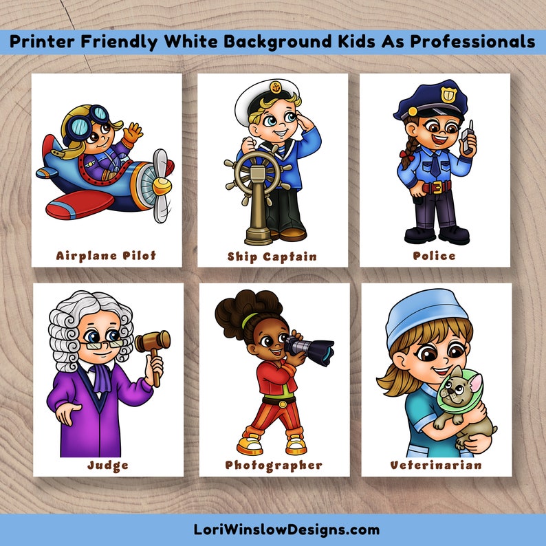 Printable Occupation Career Flash Cards for Preschool Kids, 2 Color ...