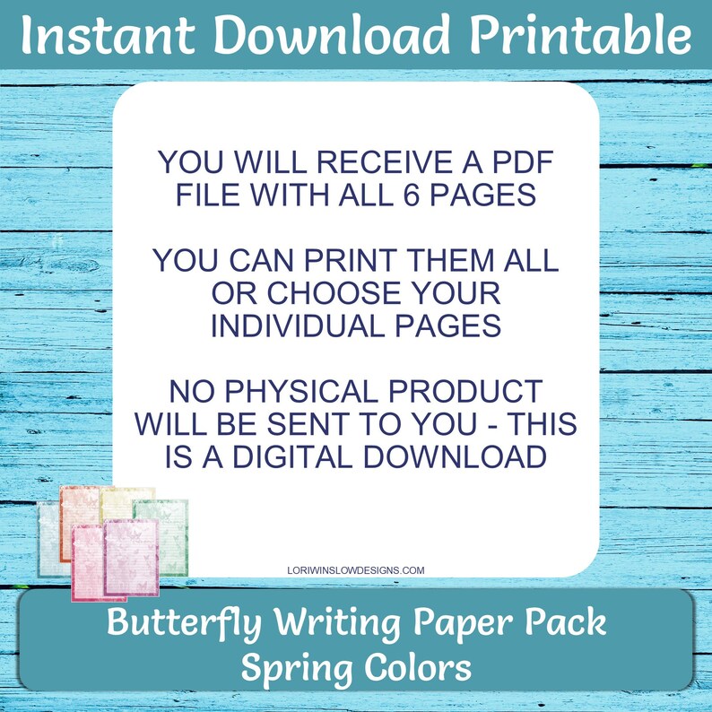 Butterfly Writing Paper Stationery Spring Colors Nature Themed Pack ...