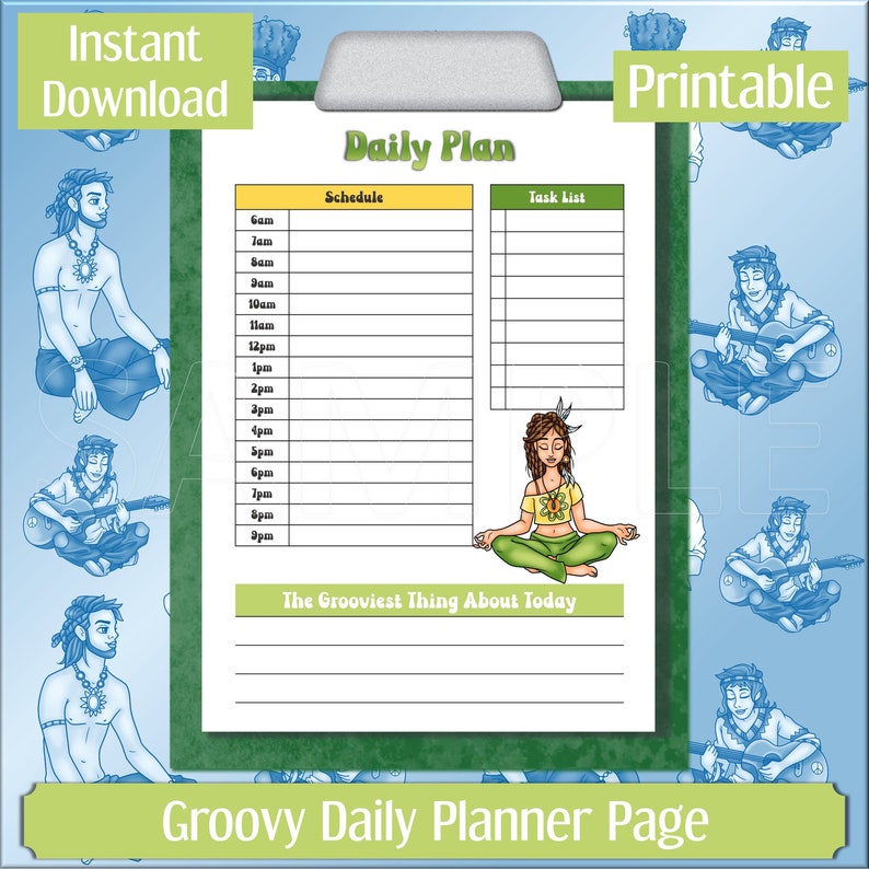Groovy Zen Daily Planner Page Printable Peaceful Digital - Etsy