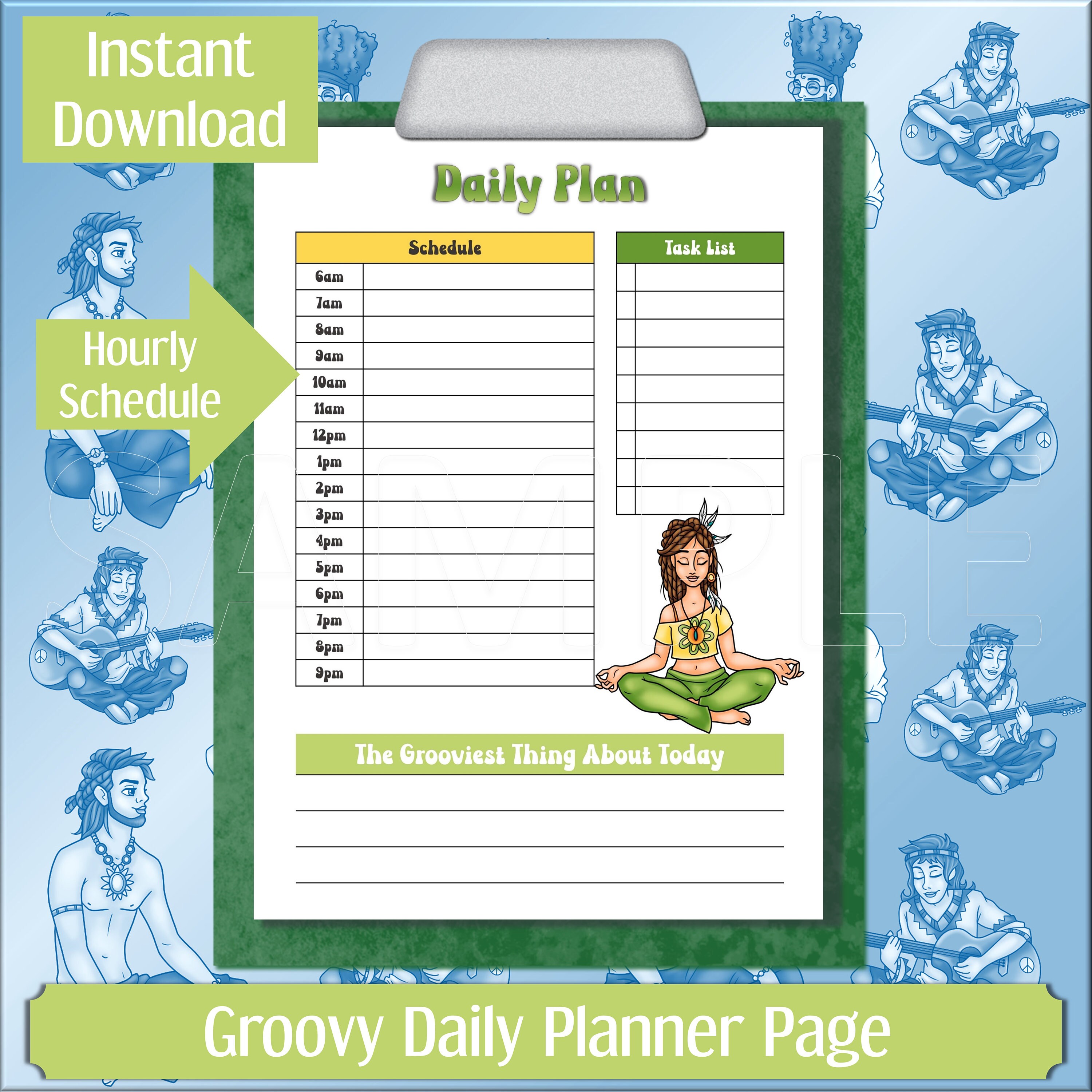 Groovy Zen Daily Planner Page Printable Peaceful Digital - Etsy
