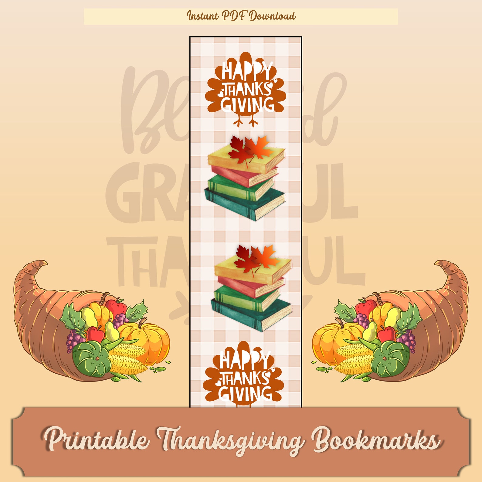 Printable Thanksgiving Bookmark Set of 4 Book Lover Hostess Gift ...