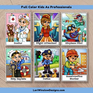 Printable Occupation Career Flash Cards for Preschool Kids, 2 Color ...
