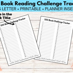 100 Book Reading Challenge Tracker Printable, Book Tracker List, Bonus ...