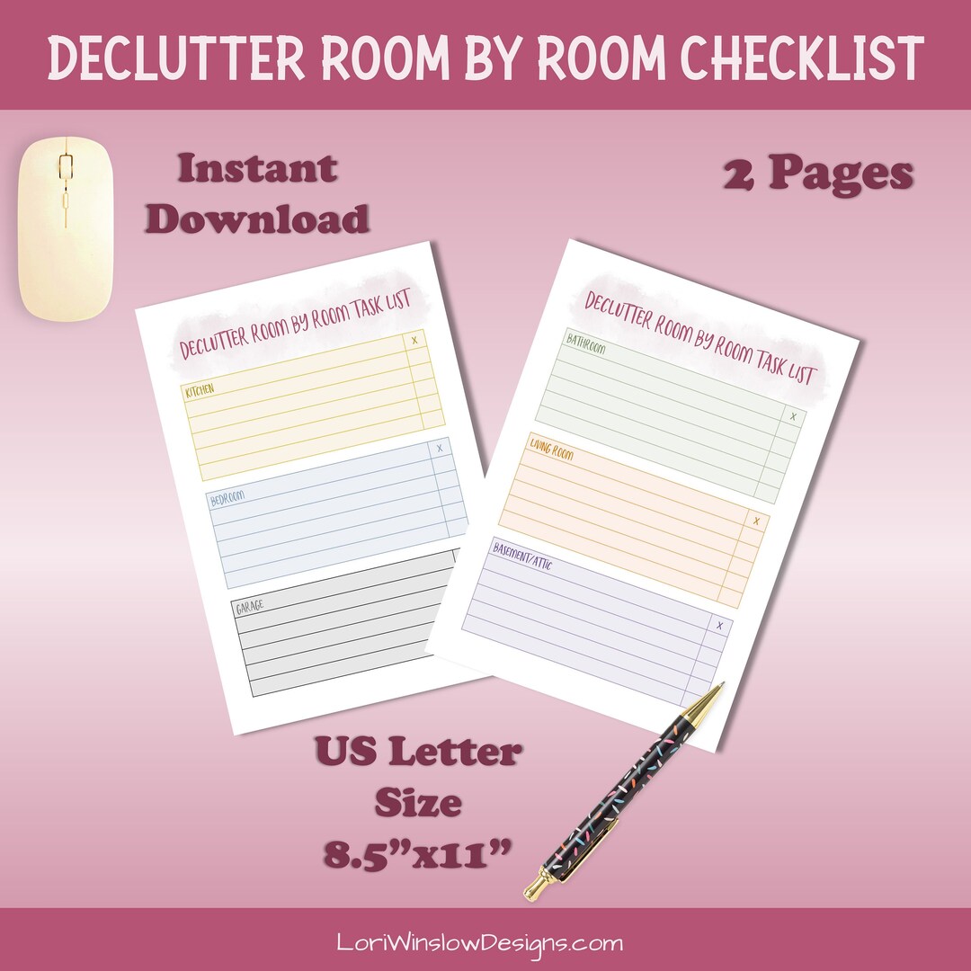 Room by Room Home Decluttering Checklist Printable Instant - Etsy