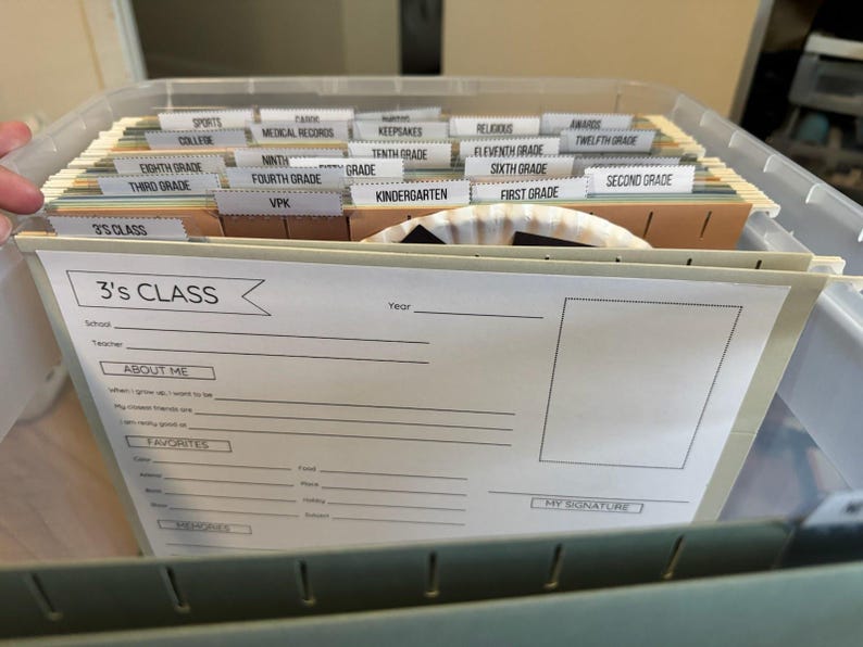 Printable Memory Box File Folder Labels | Kids Keepsake Organizer ...