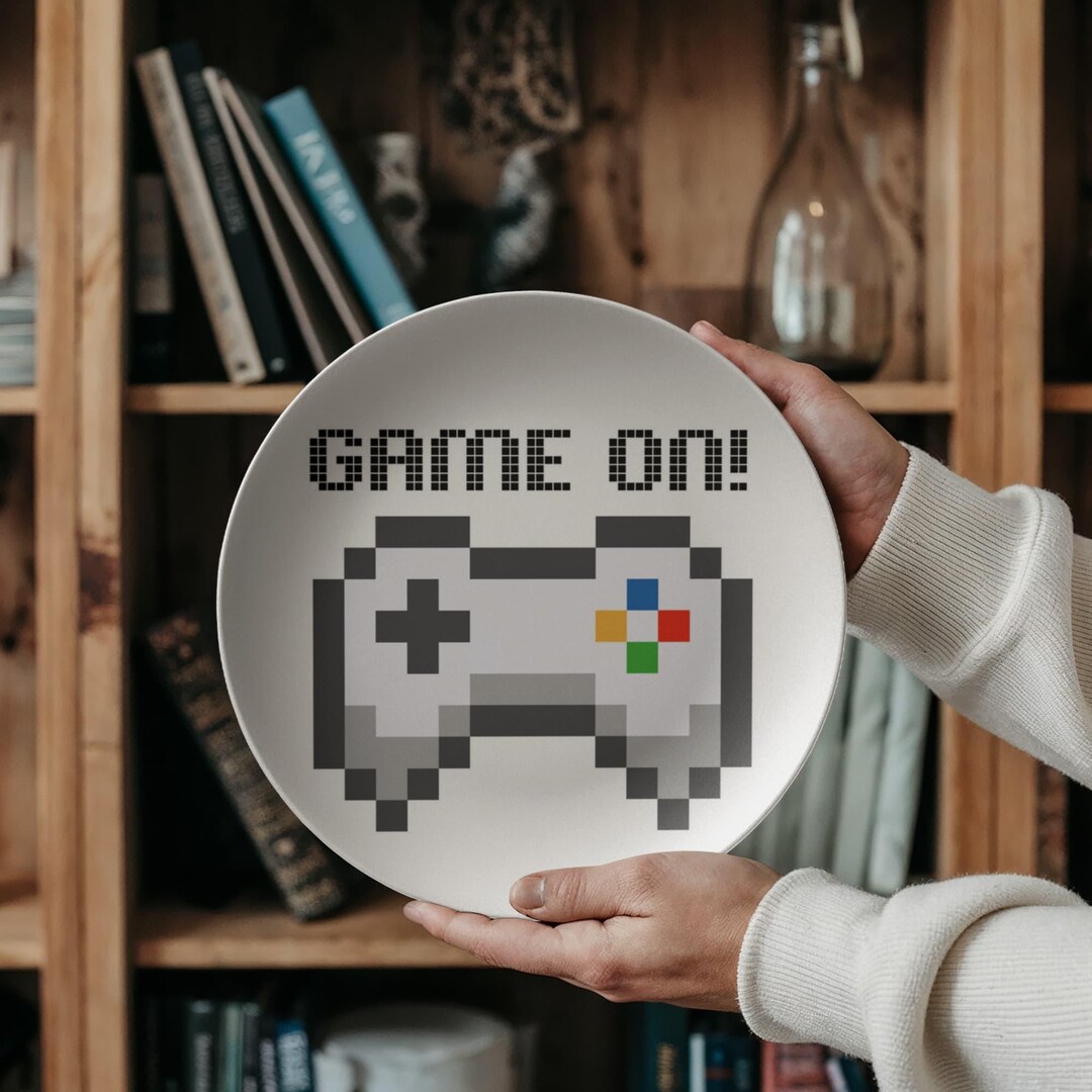 Game Controller on Streamer Custom Plate Ceramic Personalized Pixelated ...