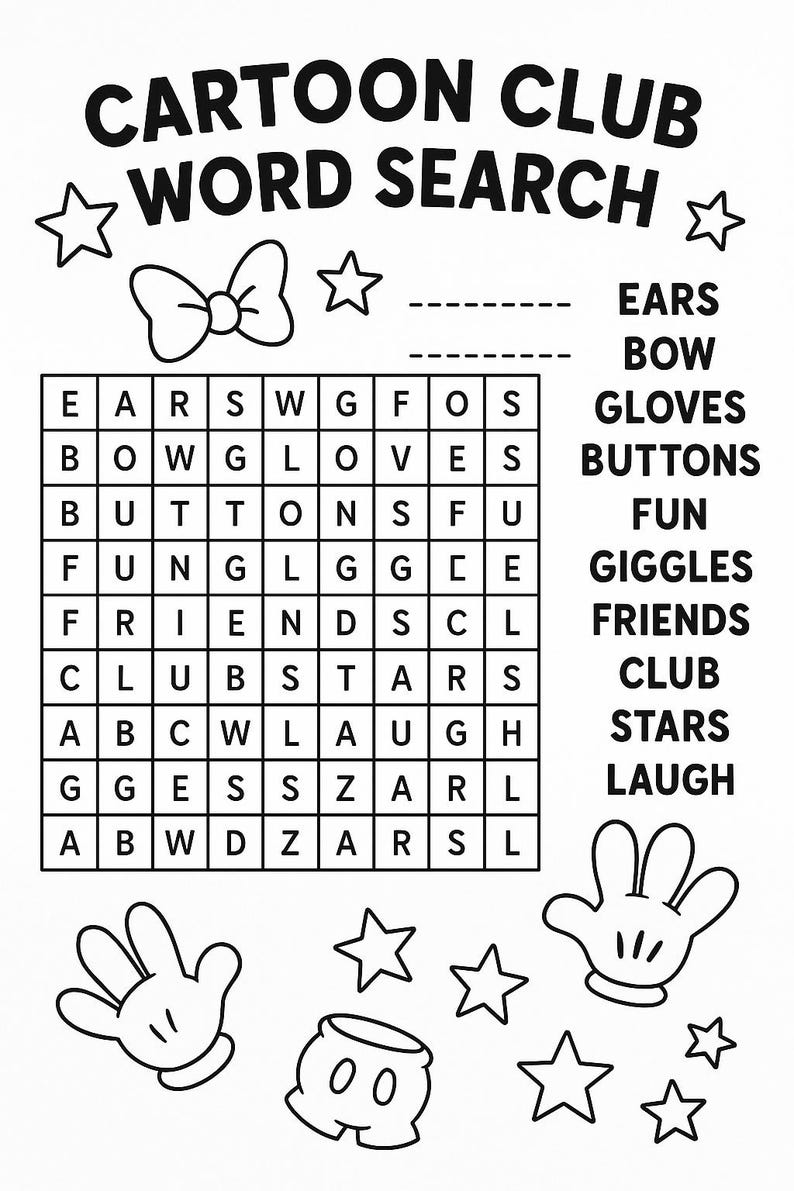 Mickey Inspired Word Search Activity - Etsy