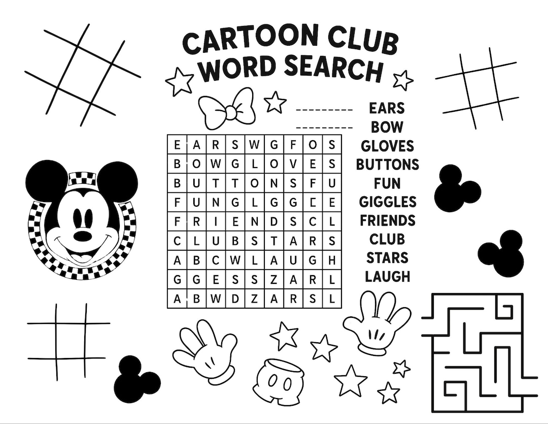 Mickey Inspired Word Search Activity - Etsy